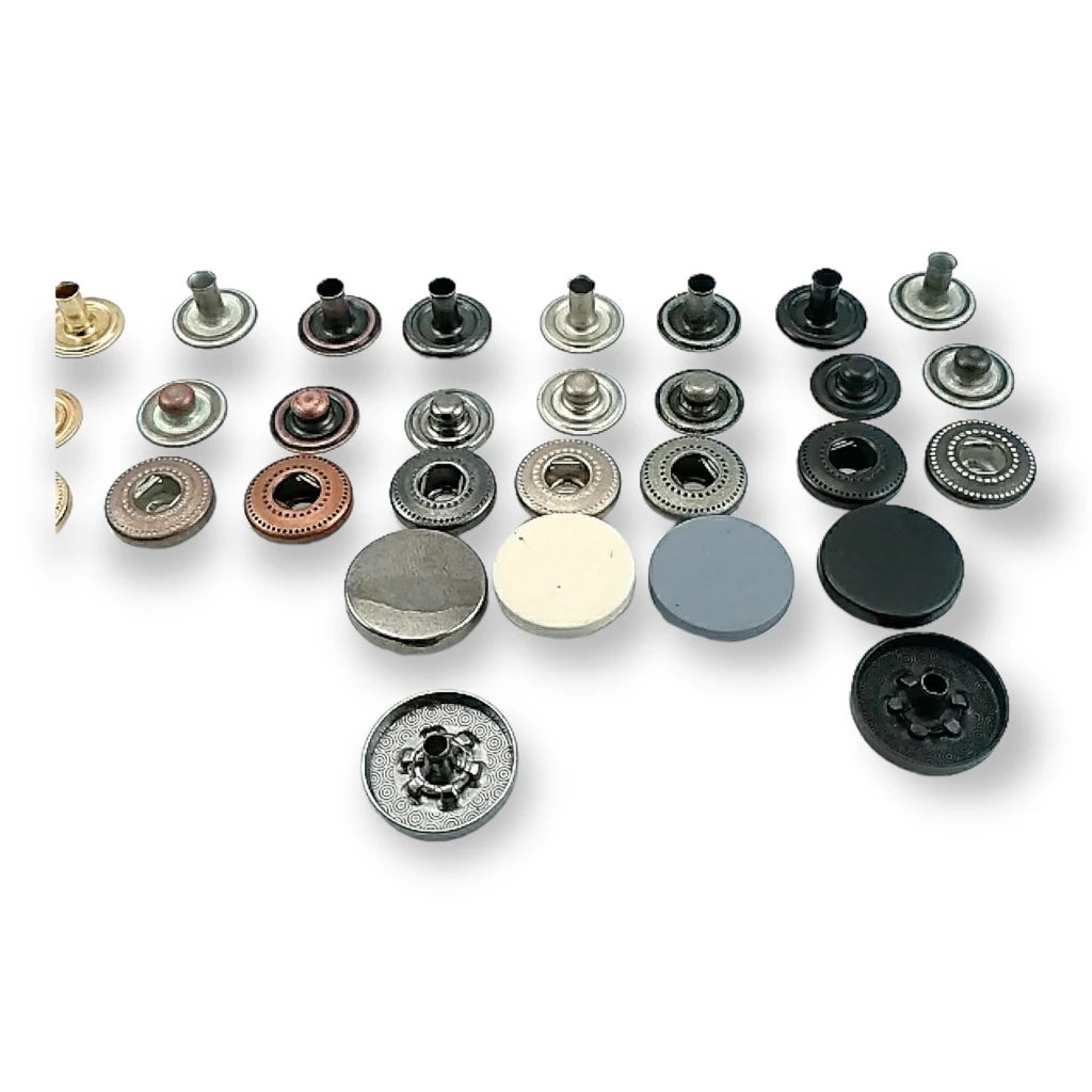 12,5 mm Snaps Fasteners 31/64" Coin Type Flat 20L Zamak Set of 4 ...